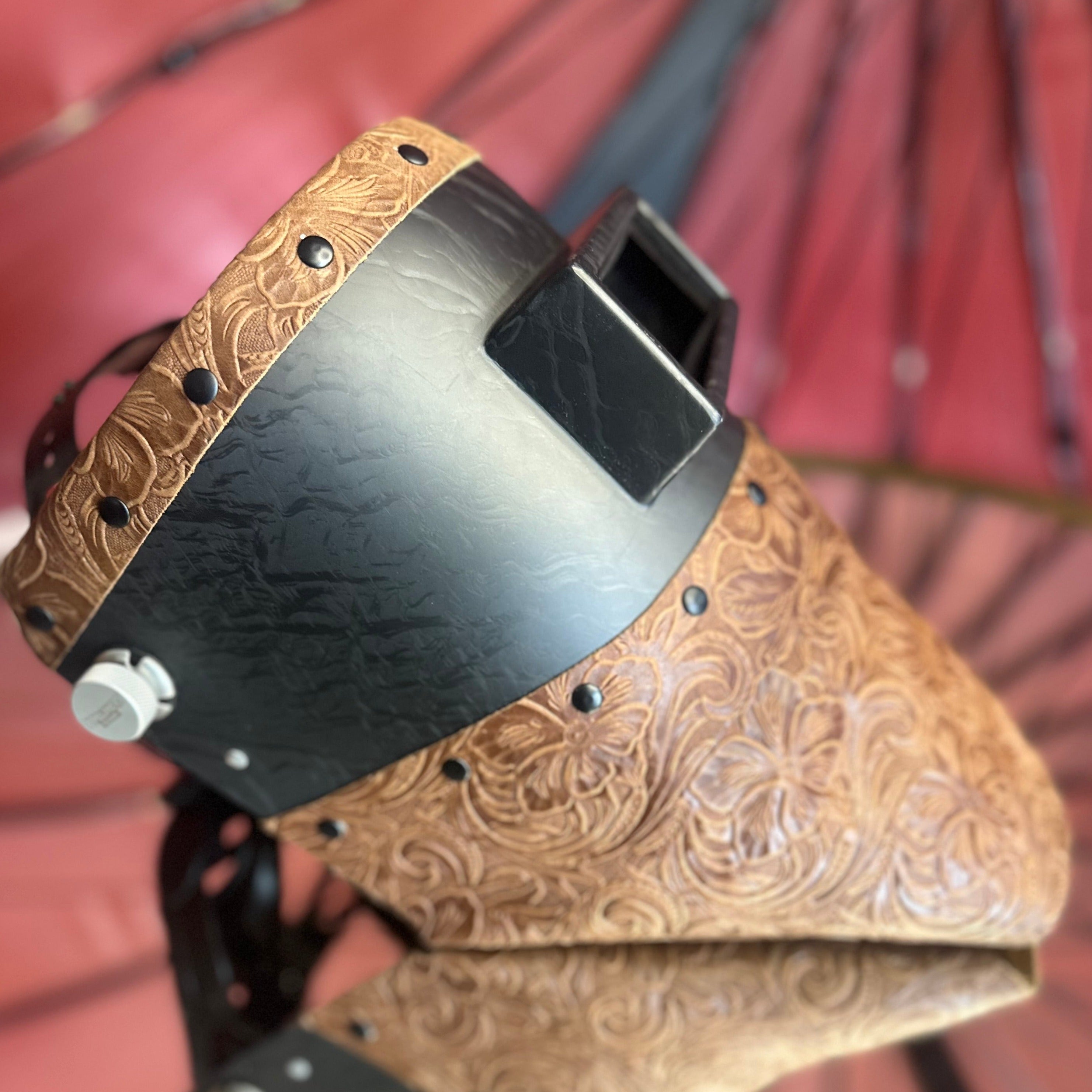 Corn Silk Carbon Fiber Leather Welding Hood Chopped Top and Bottom