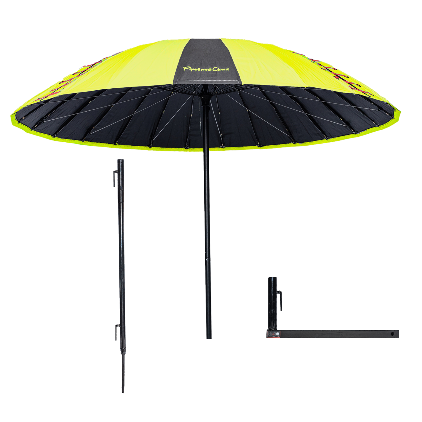 8' Softball Pipelinerscloud Umbrella, Slamma Jamma Holder and Tailgate
